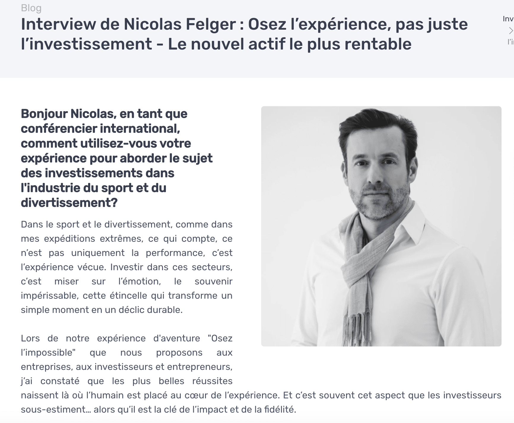 Le conférencier sportif N. Felger : l’humain avant la performance